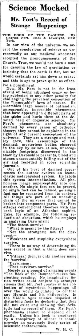 The Book of the Damned (1919 book) - Kook Science