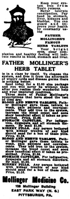 Father Mollinger's Famous Herb Tablets - Kook Science