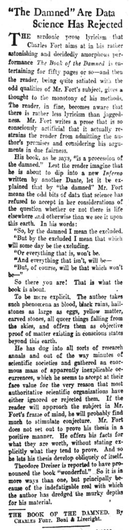 The Book of the Damned (1919 book) - Kook Science